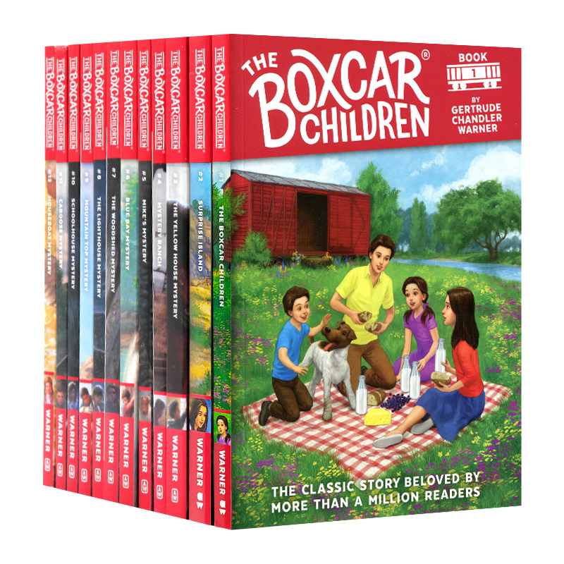赠音频正版棚车少年英文原版1-12册礼盒装The Boxcar Children Bookshelf儿童章节桥梁书英语绘本美国小学生读物 ...