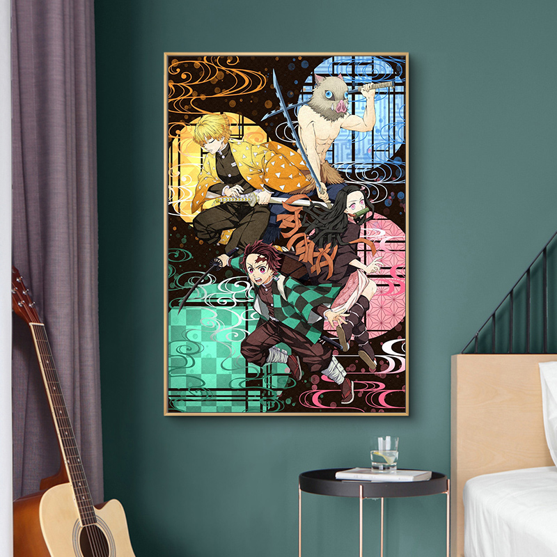 鬼灭之刃灶门炭治郎炼狱杏寿郎炎柱 diy数字油画填色手绘装饰画_虎窝淘