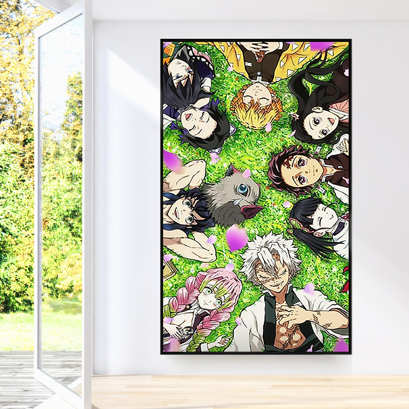 鬼灭之刃鬼杀队柱蛇恋全家福 diy数字油画填色手绘卧室客厅装饰画_虎窝淘