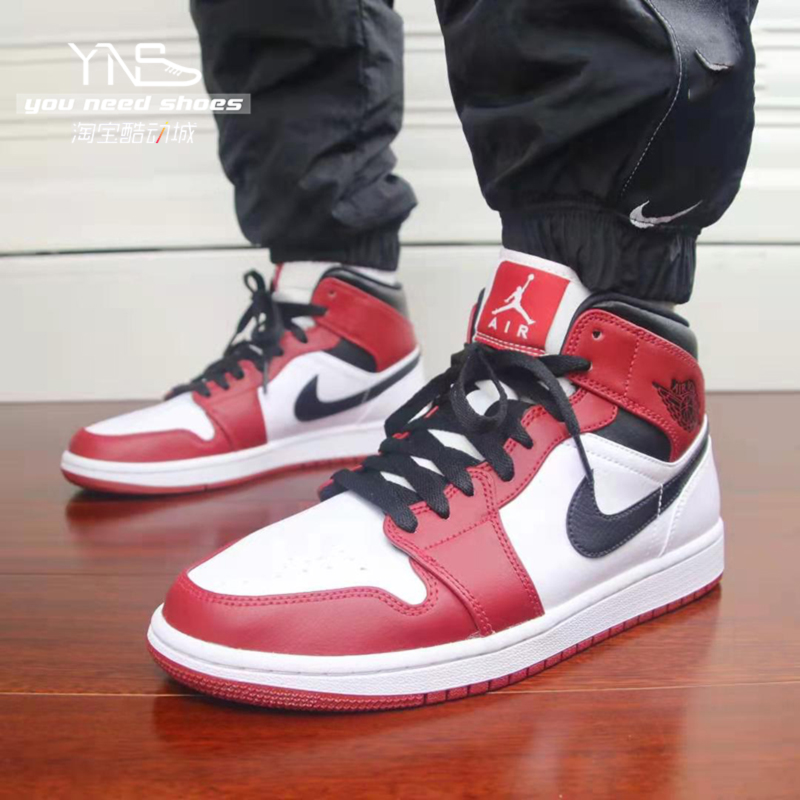 油腻叔Air Jordan 1 Mid AJ1小芝加哥白红中帮凯尔特人554724-173_虎窝淘