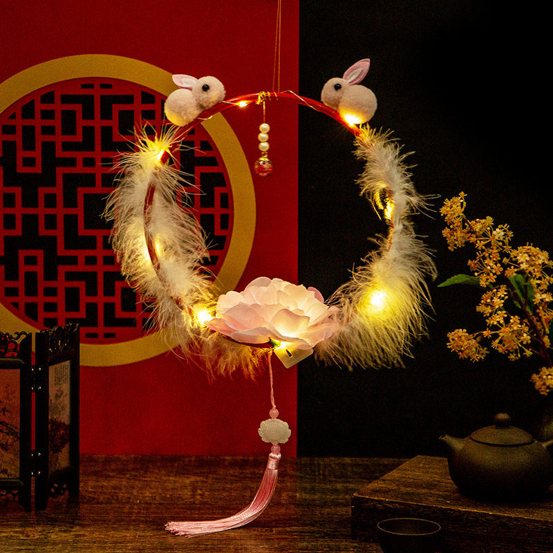 中秋节发光兔子灯笼儿童手提发光古风兔年花灯元宵节新年装饰玩具_虎窝淘