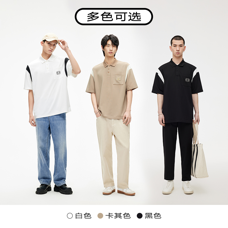 GXG男装撞色短袖冰丝T恤男零压POLO衫潮牌休闲上衣2023年夏季新品_虎窝淘