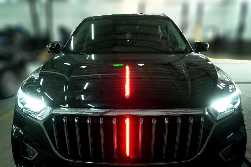 19-22款红旗HS5装饰改装专用H5中网流光灯发光车标爆改外观日行灯_虎窝淘