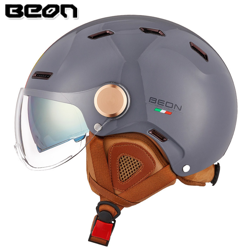 BEON摩托车头盔女电动车半盔男夏季四季通用双镜片儿童3C认证轻便_虎窝淘