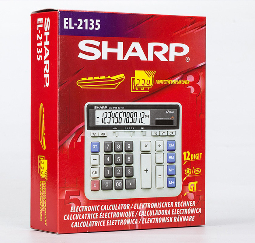 正品夏普EL-2135电脑大按键计算器银行财务会计专用大号桌面办_虎窝淘