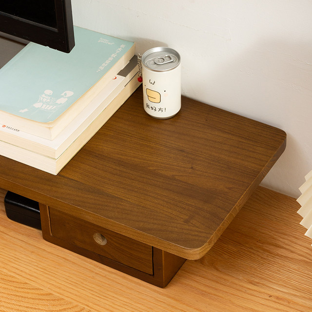 Computer monitor elevated desktop storage shelf widened solid wood ...