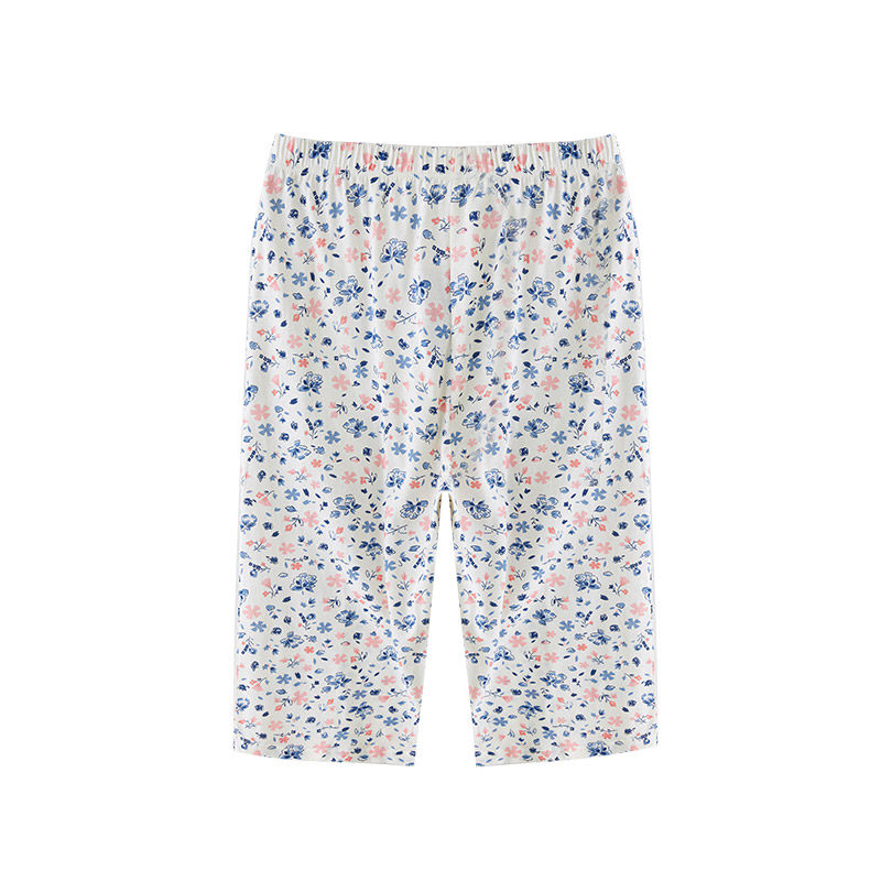 AB内衣夏季女士家居裤薄纯棉直筒五分中裤宽松大码休闲睡裤S730_虎窝淘