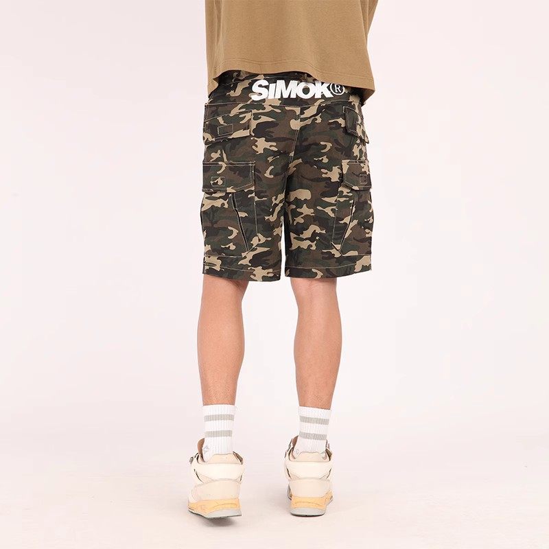 【SIMOK官方店】斯摩克美式迷彩街头ins宽松潮流多口袋工装五分裤_虎窝淘