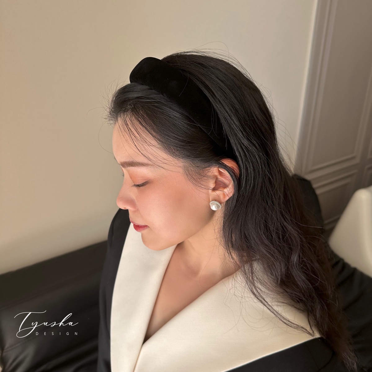 Tyusha复古百搭宽边增高海绵发箍高颅定压发头箍秋冬款高级感发式_虎窝淘