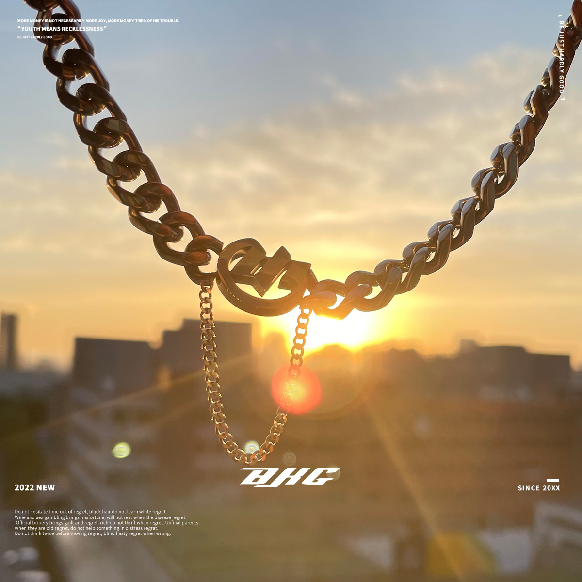 BJHG不计后果×电镀闪银钛钢手链礼物男女潮牌欧美嘻哈情侣古巴链_虎窝淘