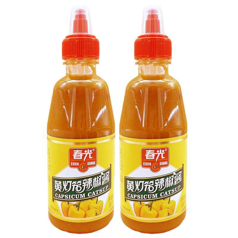 海南春光黄灯笼辣椒酱300gX2瓶挤挤装酸汤肥牛蒜蓉不添加油_虎窝淘