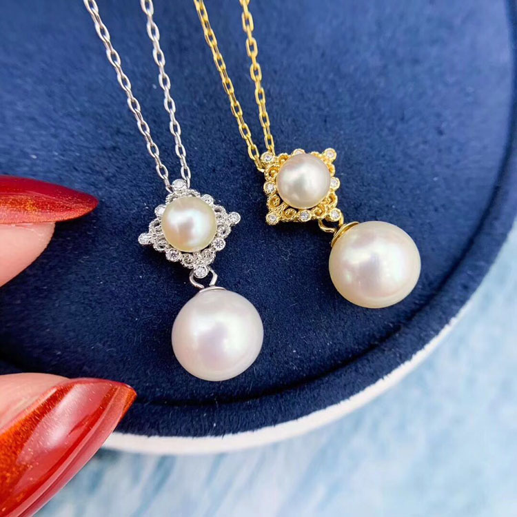 DIY珍珠配件套装 S925纯银时尚花托款吊坠耳钉戒指珍珠配件空托_虎窝淘