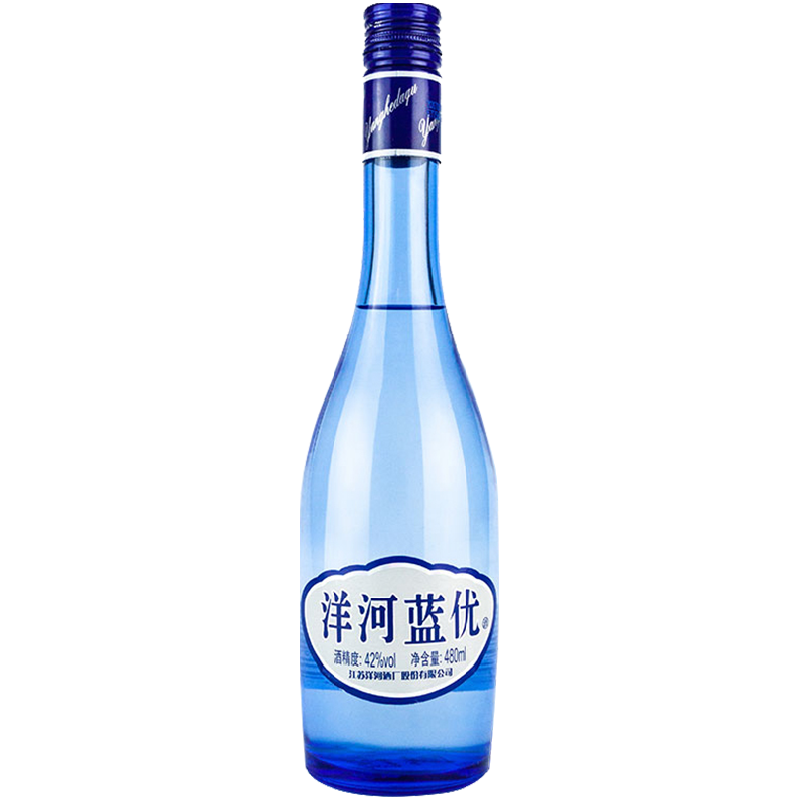 洋河蓝优42度480ml*1瓶浓香型白酒口感绵柔宴请商务(无礼袋)_虎窝淘
