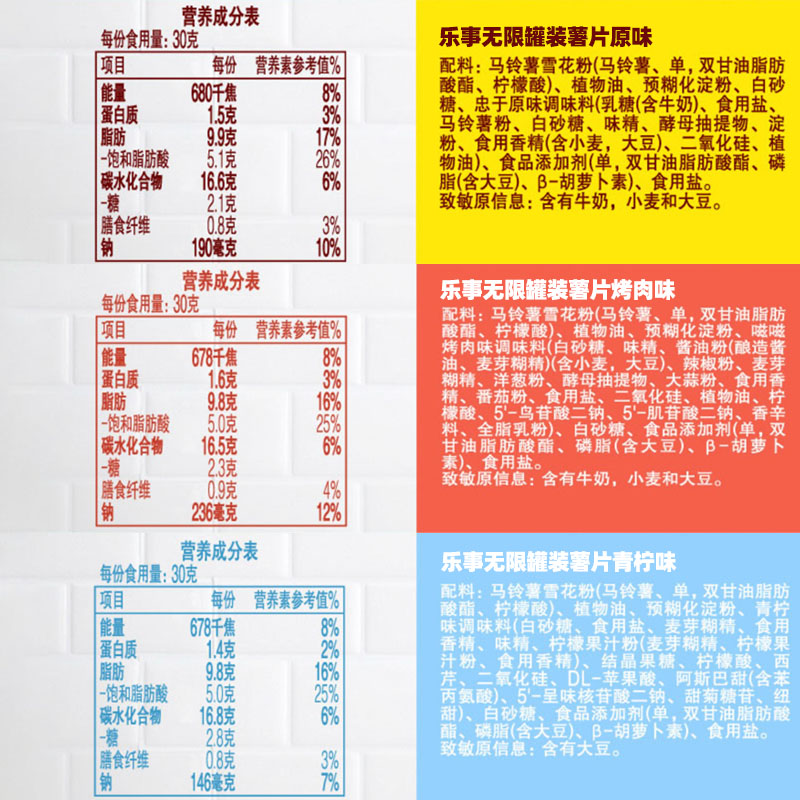 乐事无限罐装薯片原味/烤肉/青柠104g×3罐小吃_虎窝淘