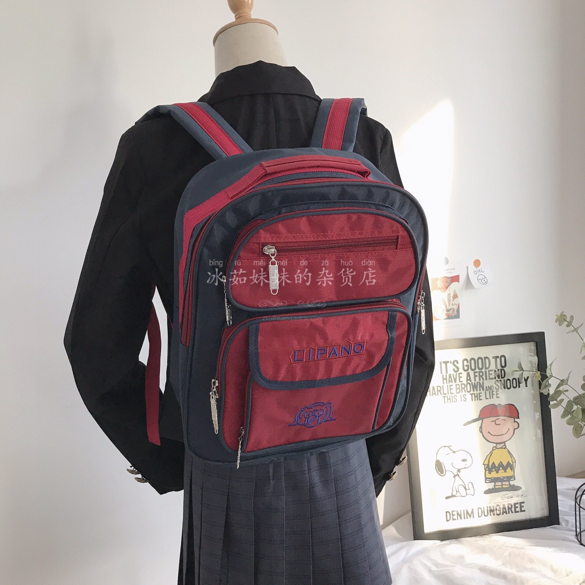 冰茹妹妹家韩国LIPANO大儿童复古立体减负定型纯色双肩包书包学生_虎窝淘