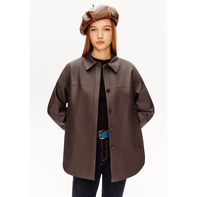 PSALTER Psalm Simple Retro Lapel Shirt Leather Winter Style