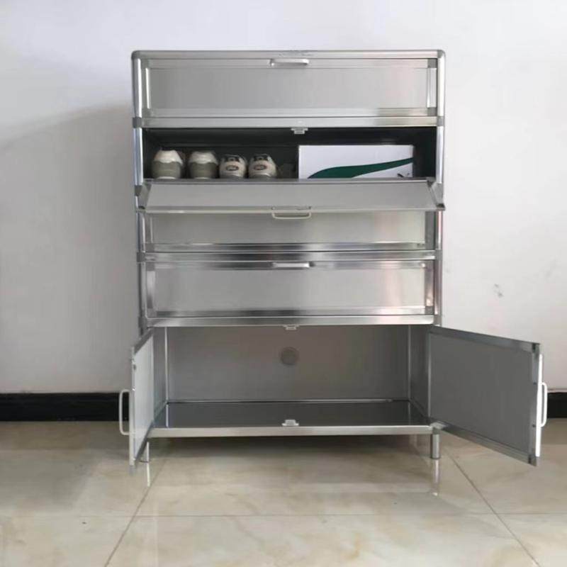 家用简易门口不锈钢鞋柜组装收纳铝合金简约现代阳台防晒防水鞋柜_虎窝淘