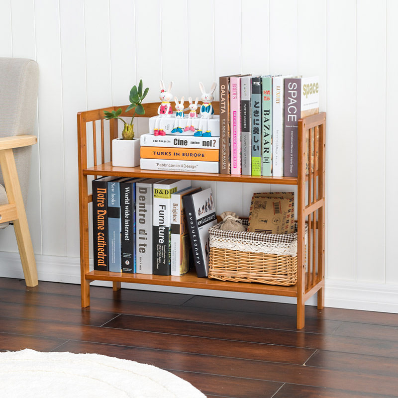 楠竹制茶色双层桌上小书架长50 70 80 90宽25高60办公桌面置物架_虎窝淘