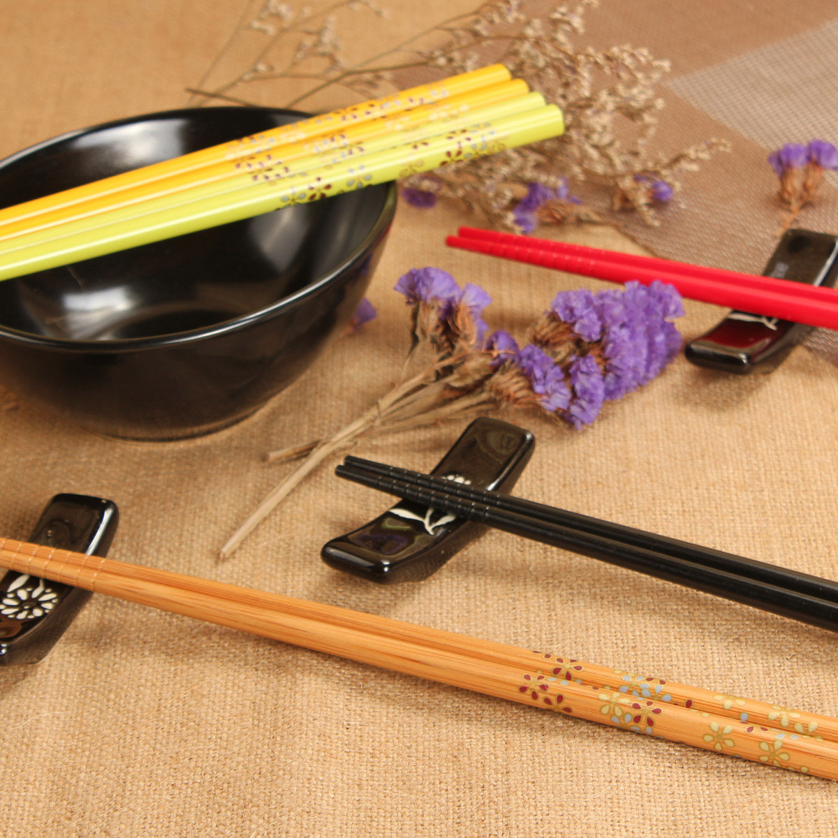 美光烧竹制筷子木制筷子樱花梅花筷子彩色日式筷子礼品筷子_虎窝淘