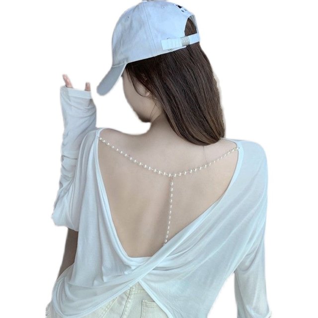 Chain backless top for women summer neck halter design 2025 new spring ...
