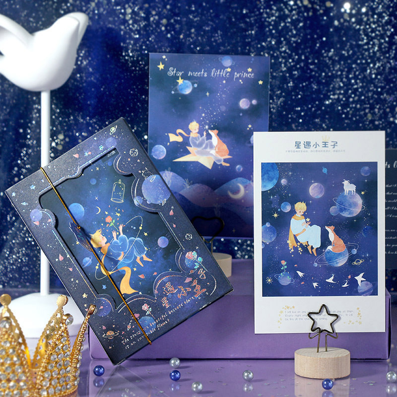 B612星球小王子与星梦明信片玫瑰文艺插画可爱祝福留言贺卡片手帐_虎窝淘