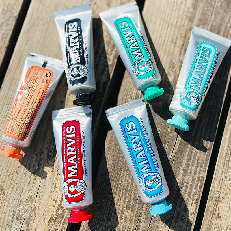 Marvis玛尔斯旅行牙膏套装25ml*6便携装意大利进口限定礼盒装_虎窝淘