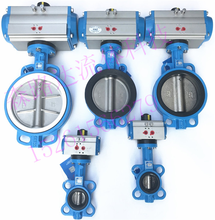AT型D671F-16QB7气动蝶阀DN40-DN300气动对夹式四氟封蝶阀304阀板_虎窝淘