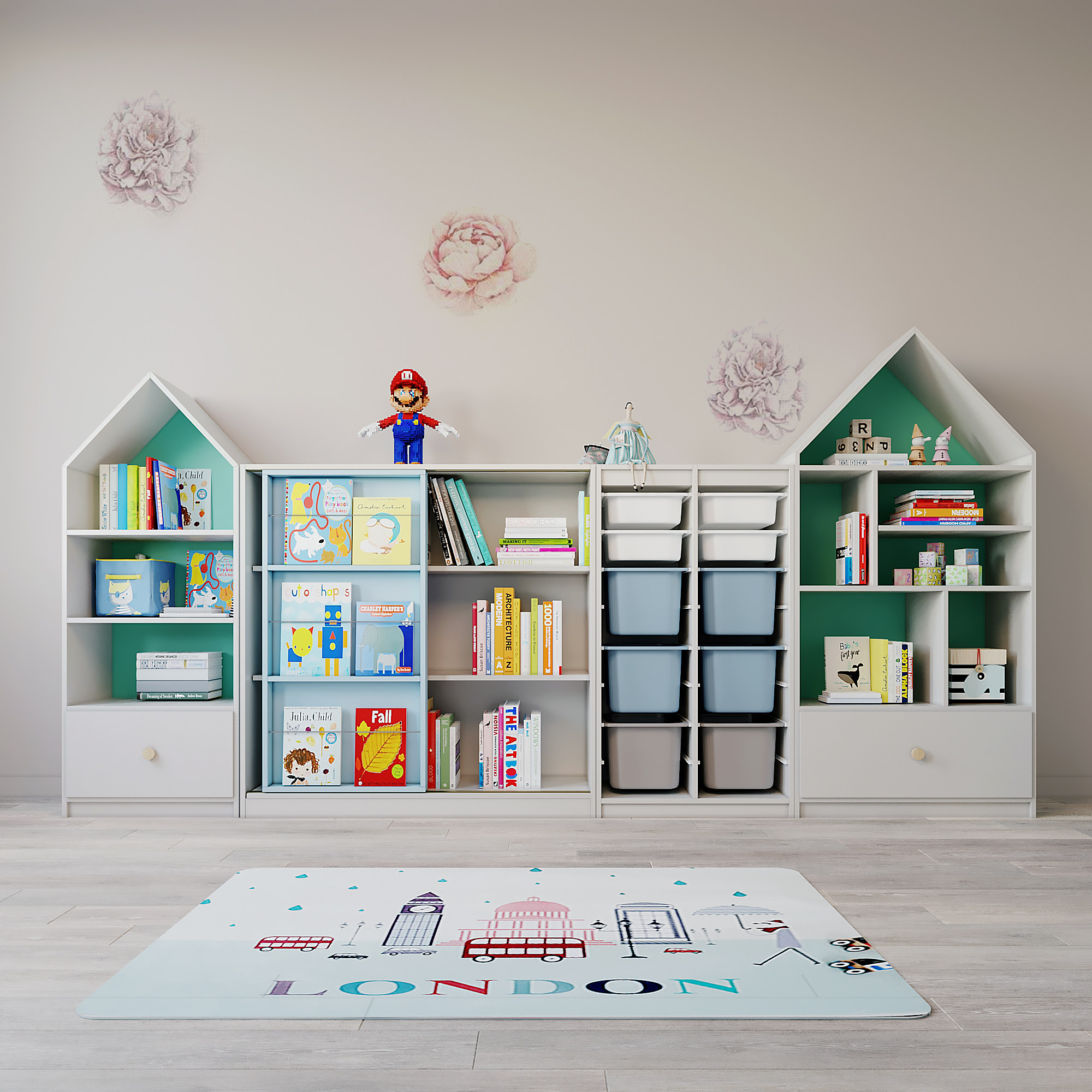 可比熊实木儿童书架宝宝绘本架幼儿园大容量玩具收纳柜书柜置物架_虎窝淘