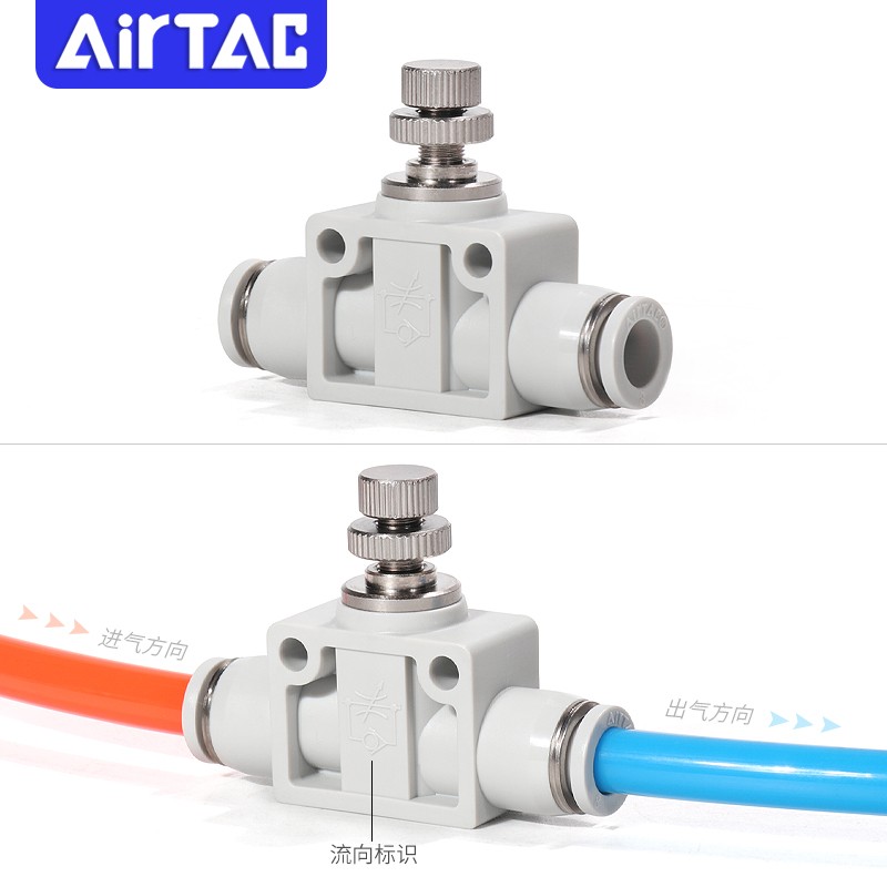 亚德客直通管道式单向节流阀气动可调气缸调速接头PSA4/6/8/10/12_虎窝淘