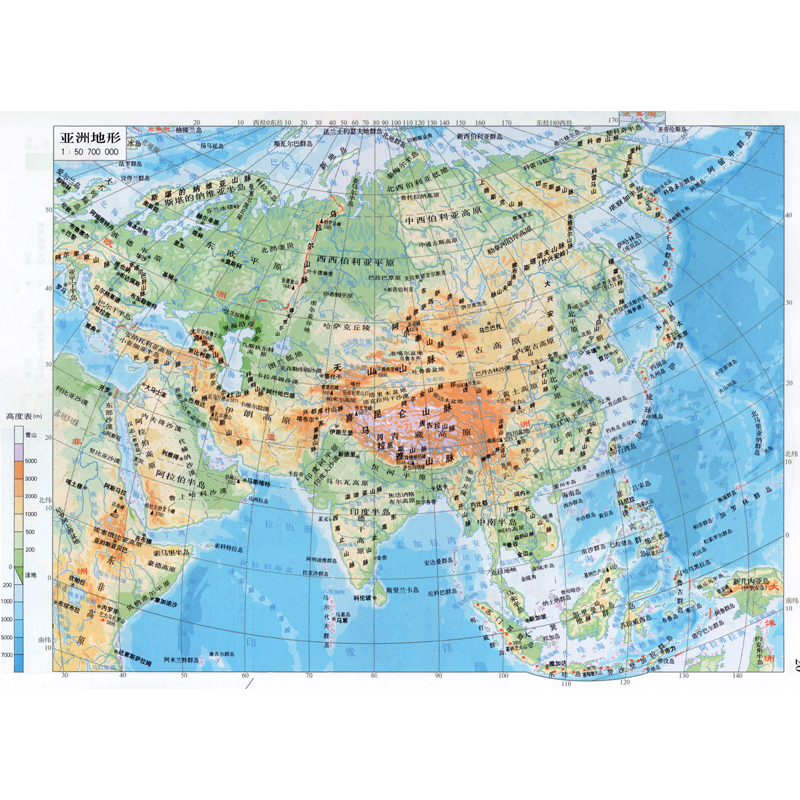 世界地理地形图简图-千图网
