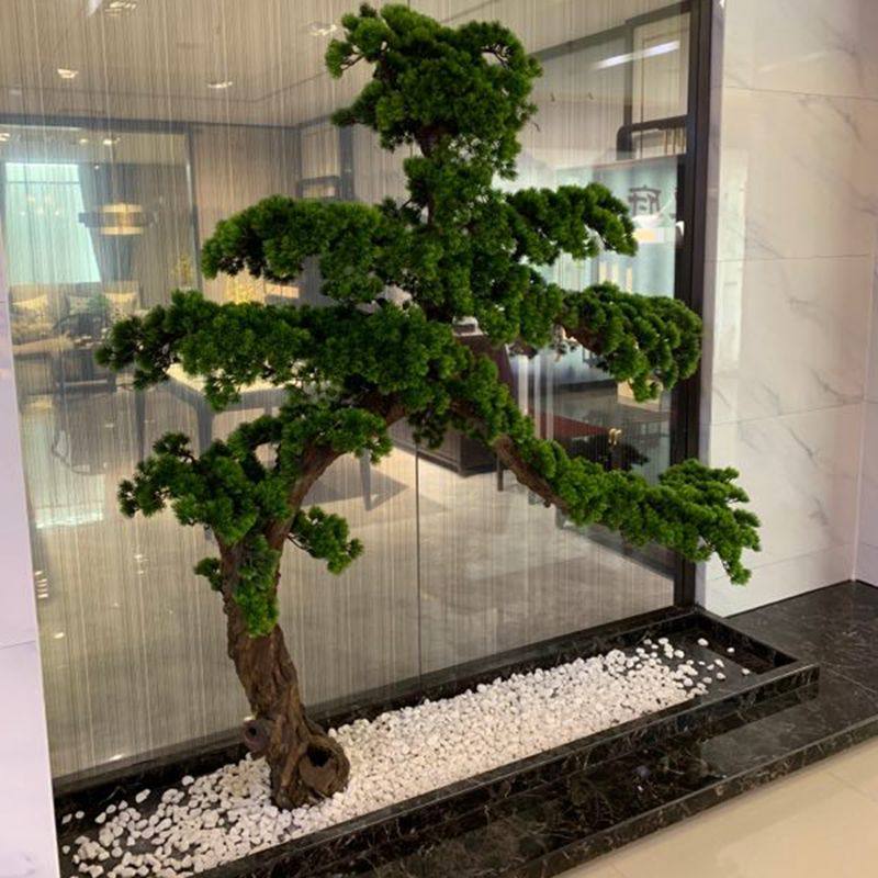 仿真迎客松盆景大型假树摆件景观松树罗汉松酒店玄关装饰禅意枯山虎窝淘 3793