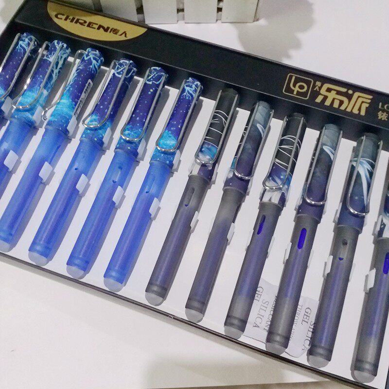 传人学生风景珠光炫彩笔杆自带橡皮热敏可擦换墨囊书写可擦钢笔_虎窝淘