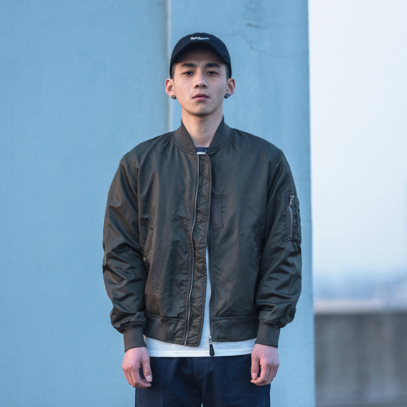 BDCT欧美飞行员夹克男空军ma1春秋纯色休闲立领棒球服上衣外套潮_虎窝淘