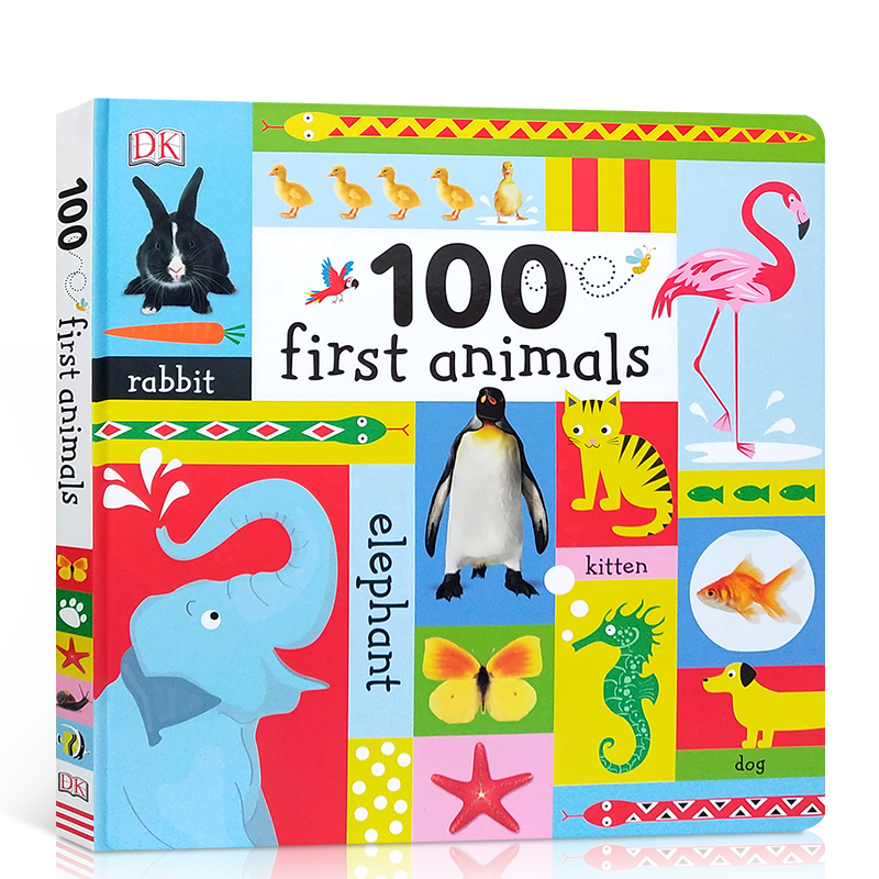DK出版英文原版100 First Animals低幼儿童精装撕不烂纸板书可爱小动物亲子育儿英语启蒙早教认知绘本图画书正版进口读物书籍童书_虎窝淘