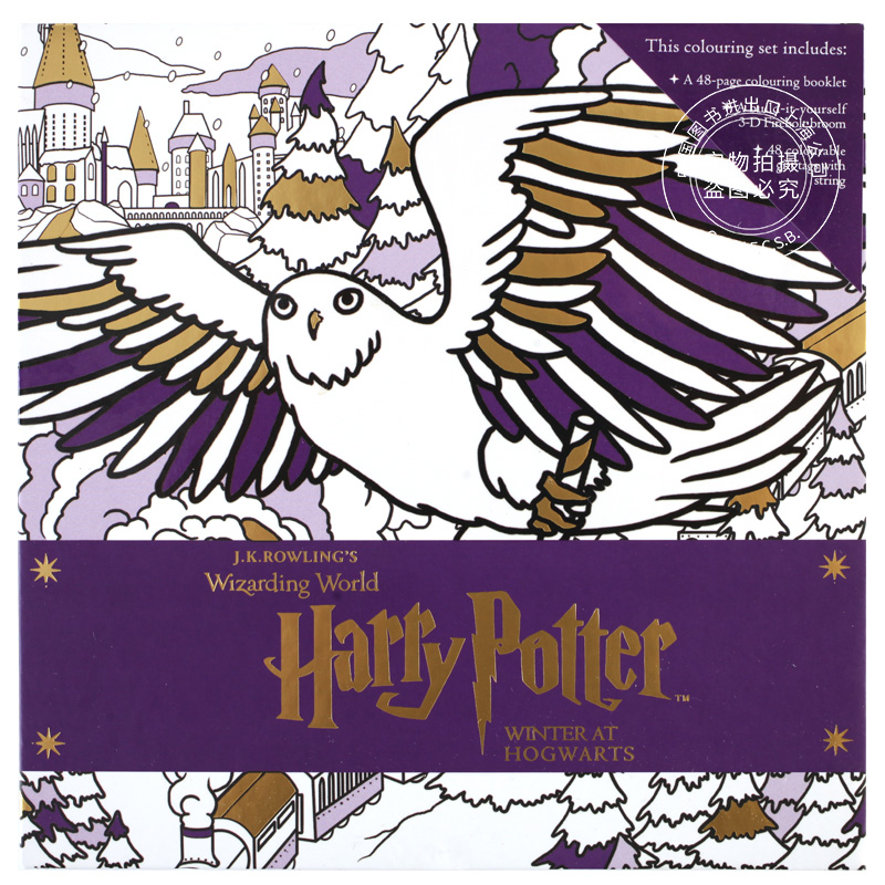 现货英文原版 Harry Potter: Winter at Hogwarts: A Magical Colouring Set哈利波特冬日的 ...