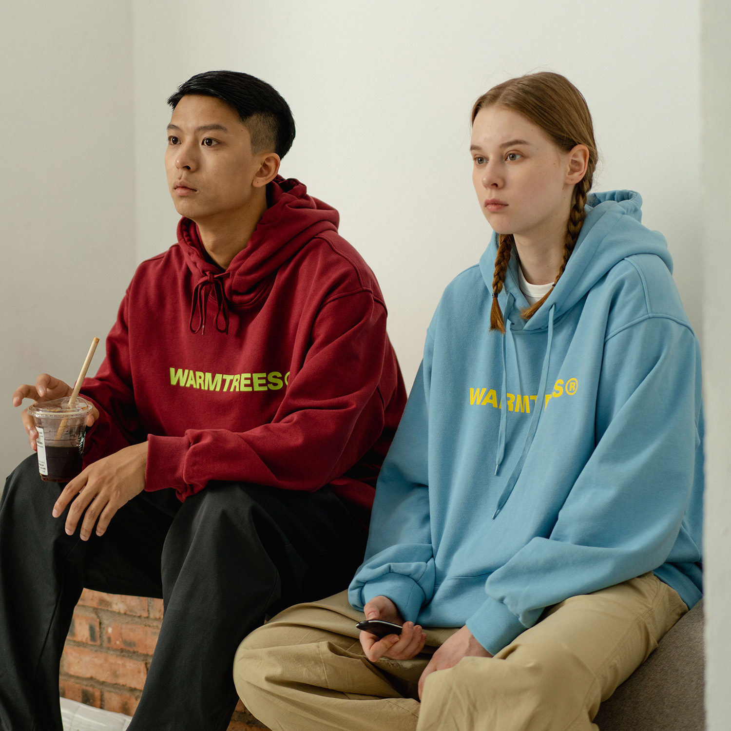 WARMTREES品牌LOGO印花连帽卫衣基础款街头日系_虎窝淘