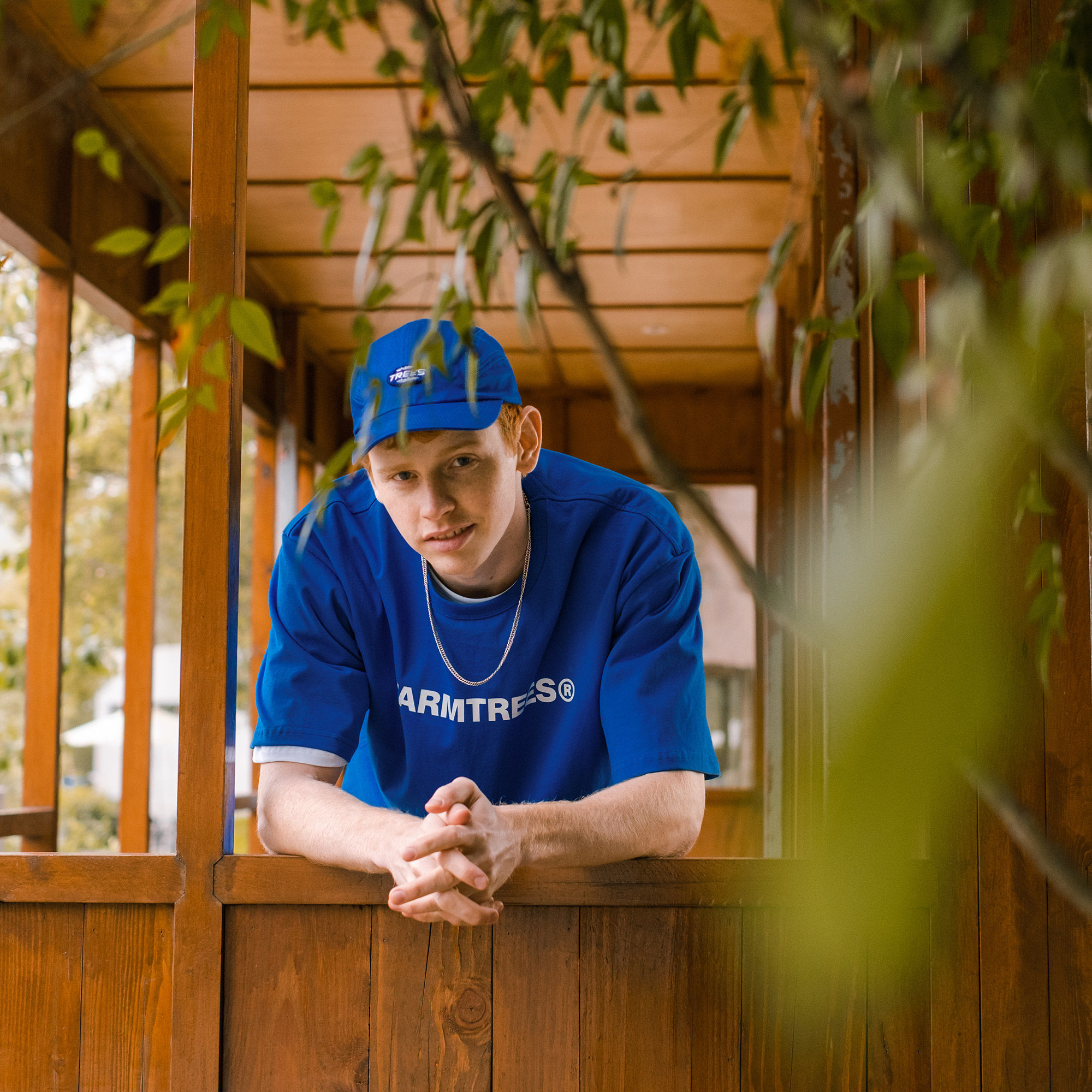 WARMTREES品牌LOGO印花蓝色上衣T恤男宽松短袖_虎窝淘