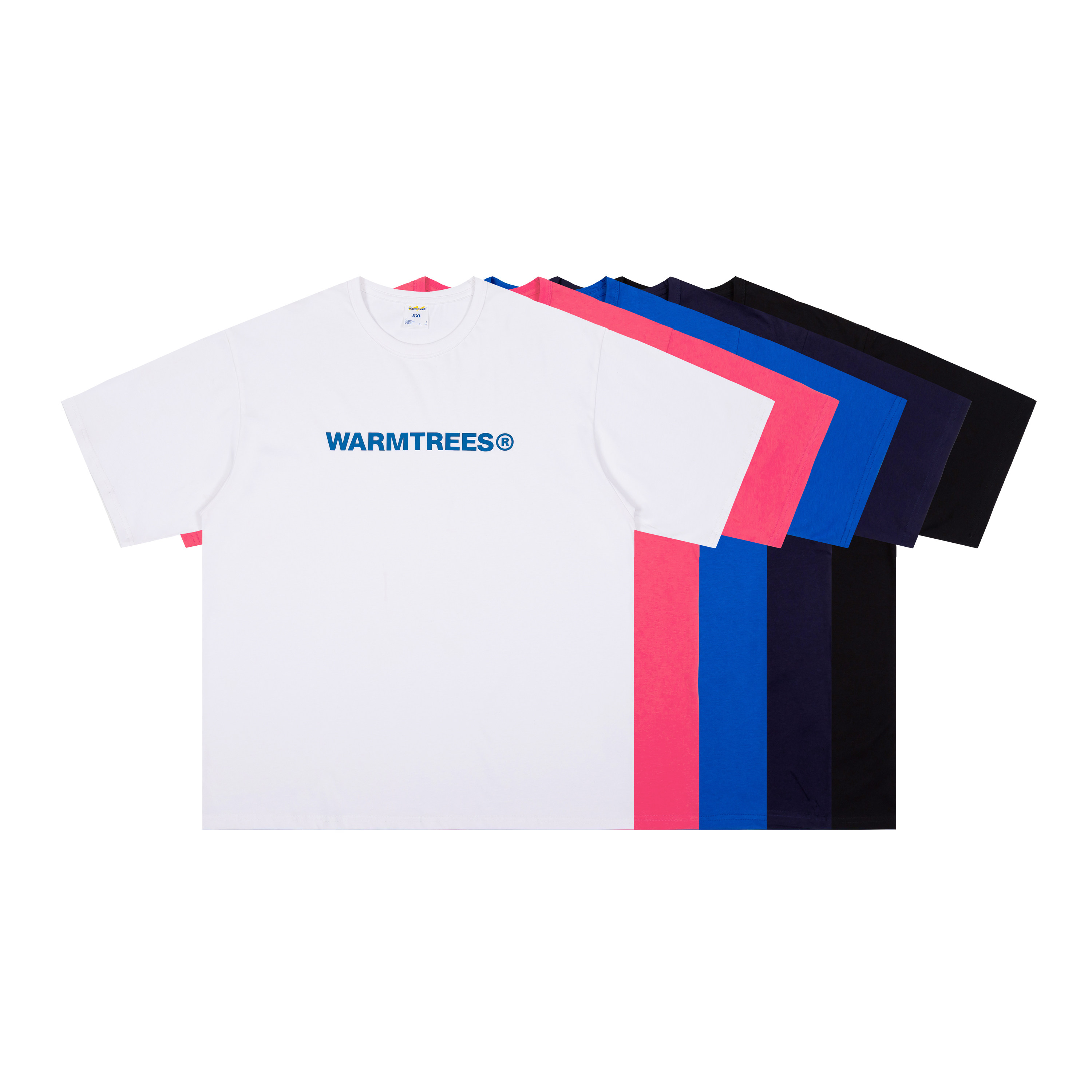 WARMTREES品牌LOGO印花蓝色上衣T恤男宽松短袖_虎窝淘