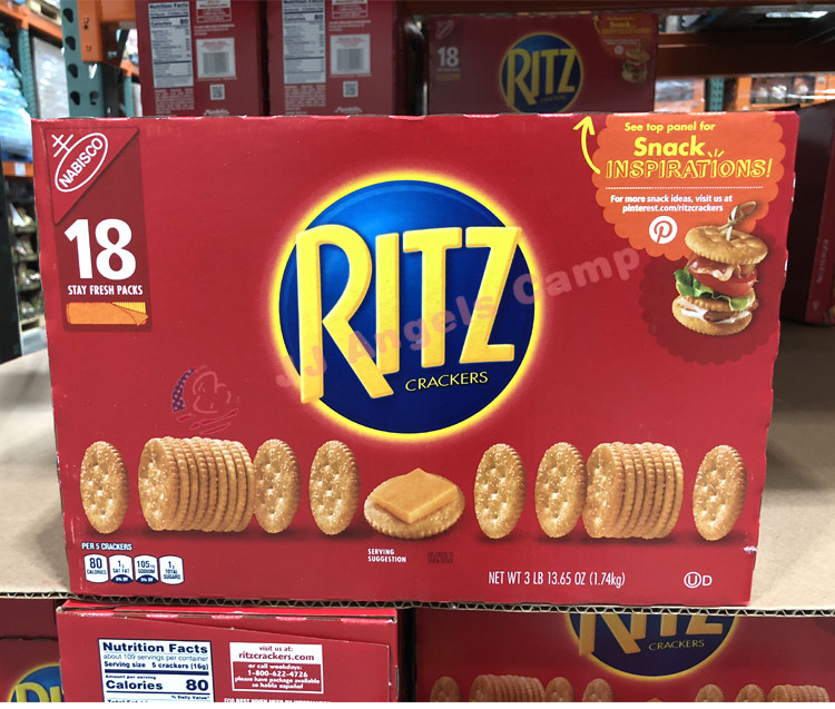 美国代购Ritz乐之小圆薄脆芝士夹心饼干18包休闲零食小吃1.74kg装_虎窝淘