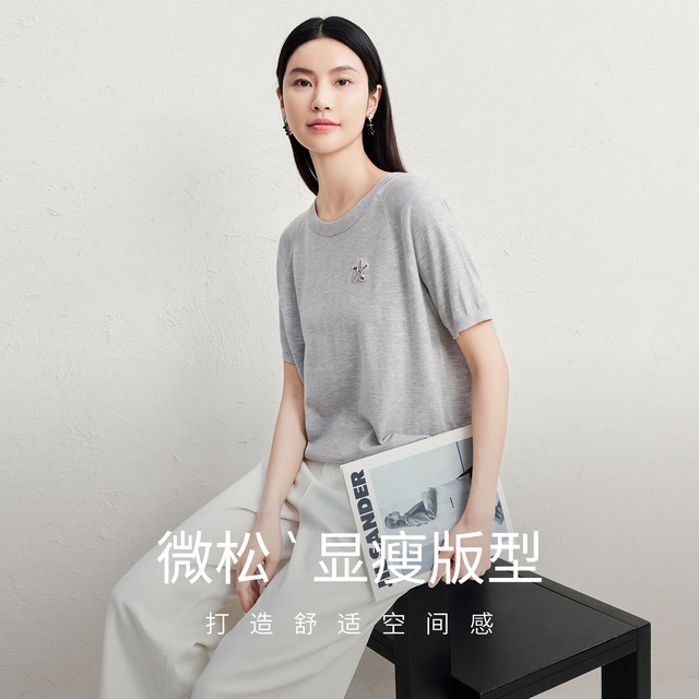 FINITY FINITITI sweater 2025 summer new simple round neck casual loose ...