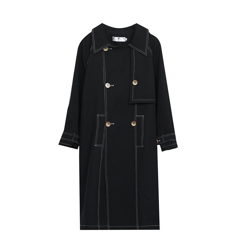 Vaee大码女装秋季新款韩版显瘦明线大衣女胖mm宽松加肥中长款外套_虎窝淘