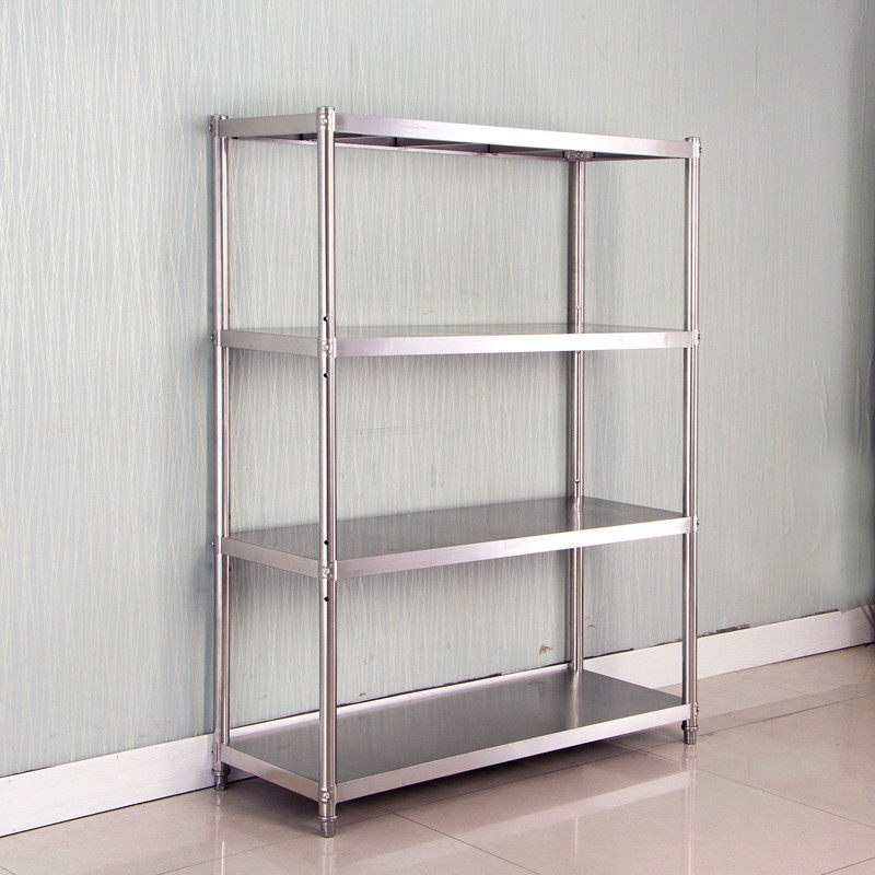 包邮不锈钢置物架加厚落地饭店厨房4层微波炉架子厨具收纳架定做_虎窝淘