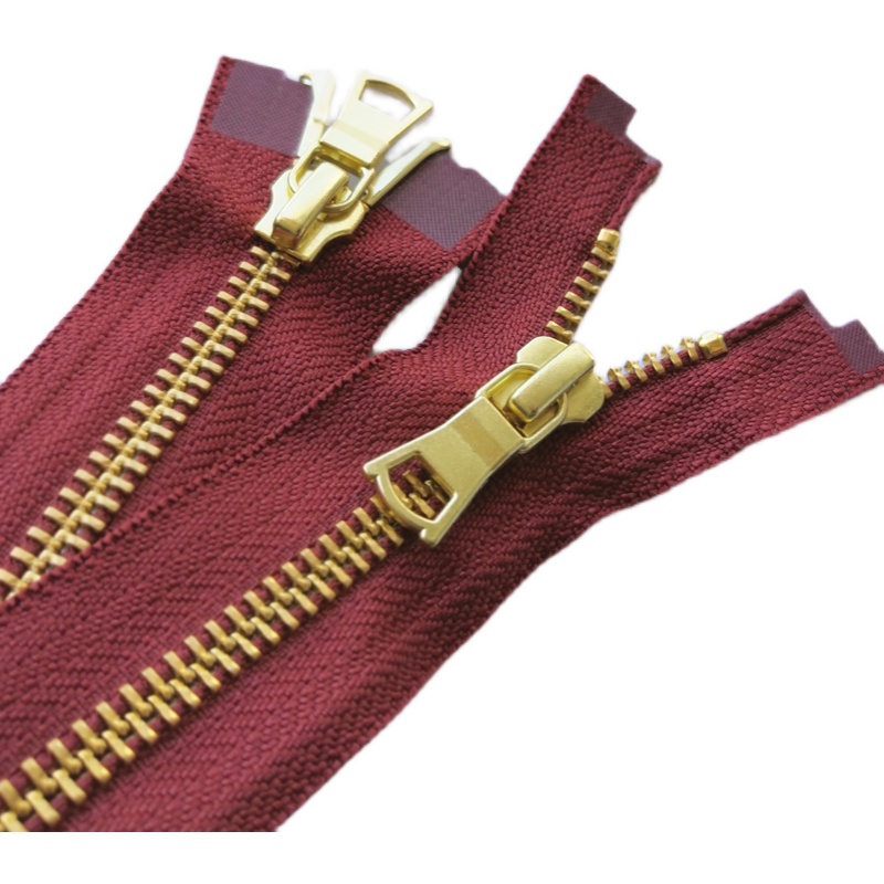 YKK5号双头金铜齿长款羽绒服夹克服装辅料拉链暗红色外套66厘米cm_虎窝淘