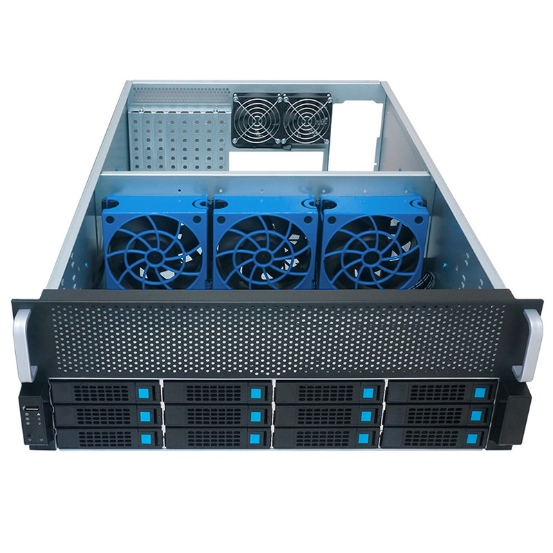 全新恒煜4U-R4012机架式服务器12盘位热插拔机箱双路主板 ATX电源_虎窝淘