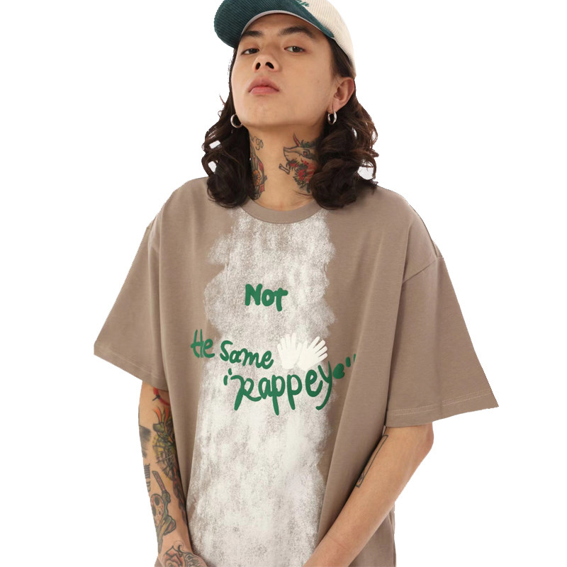 【潮WOO专属】RAPPEYE美式复古瀑布短袖夏季宽松国潮男女情侣T恤_虎窝淘