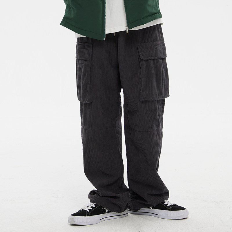 RAPPEYE工装美式古着灯芯绒裤子春秋直筒阔腿垂感宽松休闲长裤_虎窝淘
