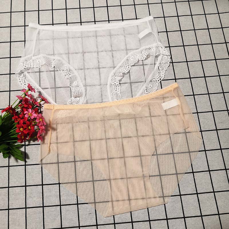 内裤女性惑激情调情床上诱惑火辣超薄蕾丝裆部全透明网纱大码胖m虎窝淘