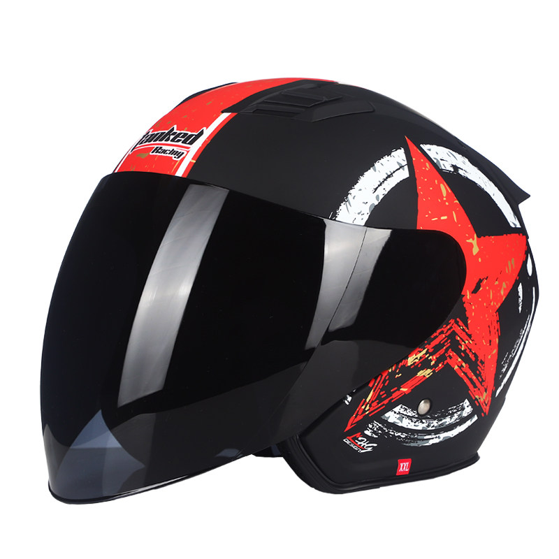 Tanked坦克电动电瓶踏板车头盔半盔男女四季机车头灰盔个性酷T536