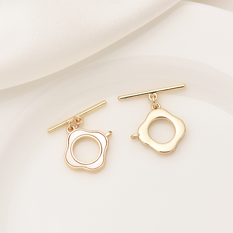 14K包金镶锆石贝母蝴蝶OT扣头手工diy珍珠项链手链收尾链接搭扣_虎窝淘