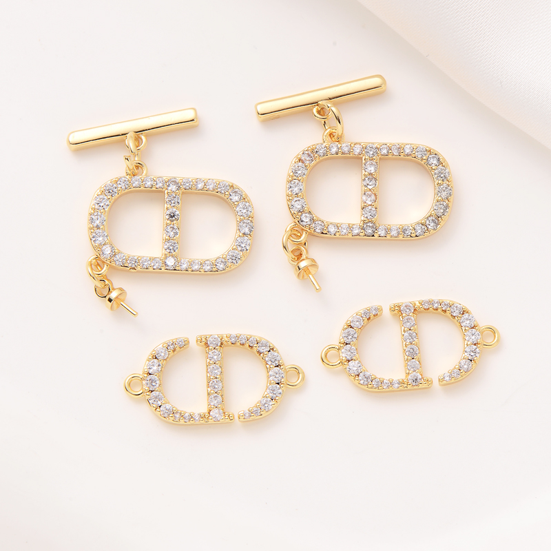 14K包金CD扣手工diy手链配件日字扣珍珠项链收尾OT扣含半孔珠托盘_虎窝淘